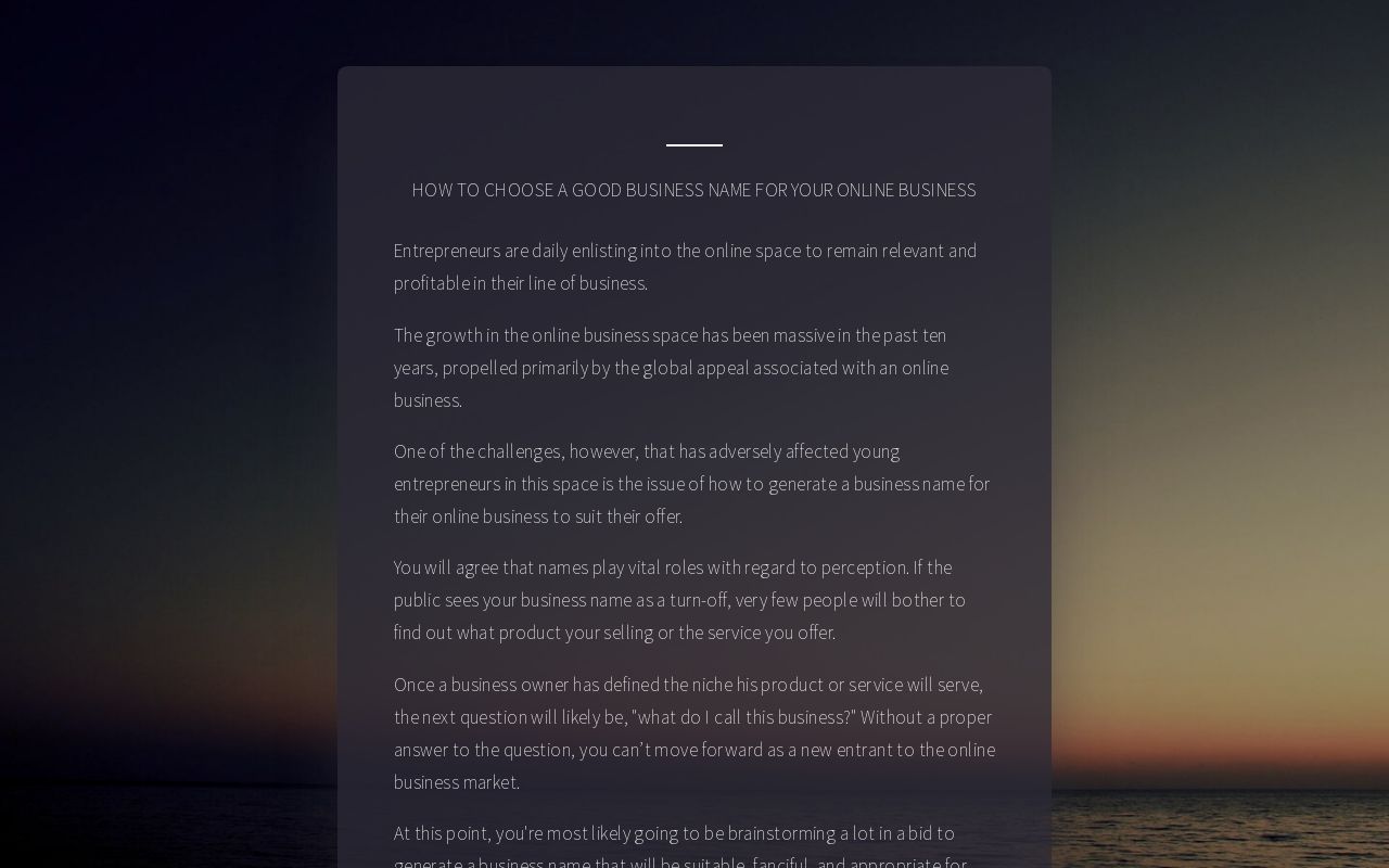 HOW TO CHOOSE A GOOD BUSINESS NAME FOR YOUR ONLINE BUSINESS